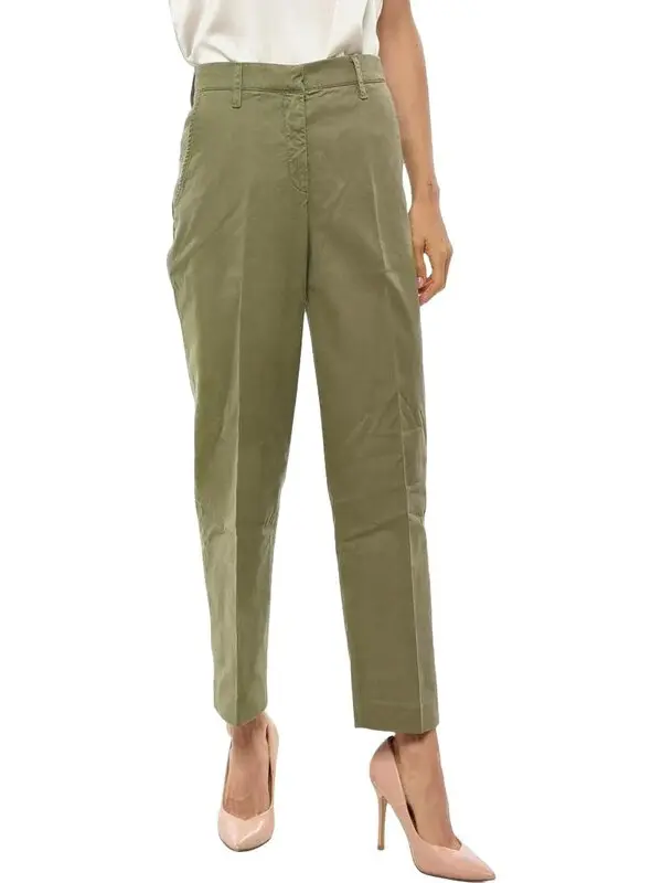 True Royal High-waisted Trousers With Pressed Crease - Green