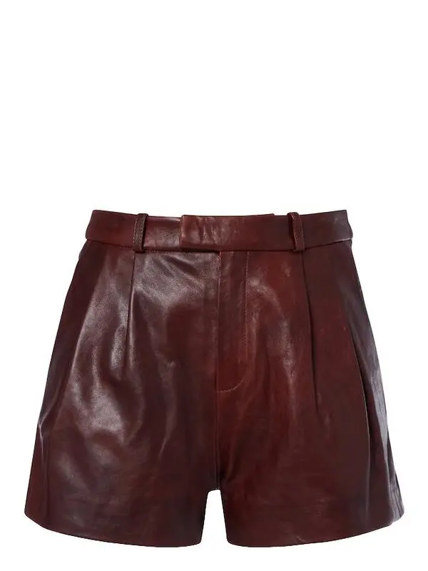 ARMA High-rise Leather Shorts - Burgundy