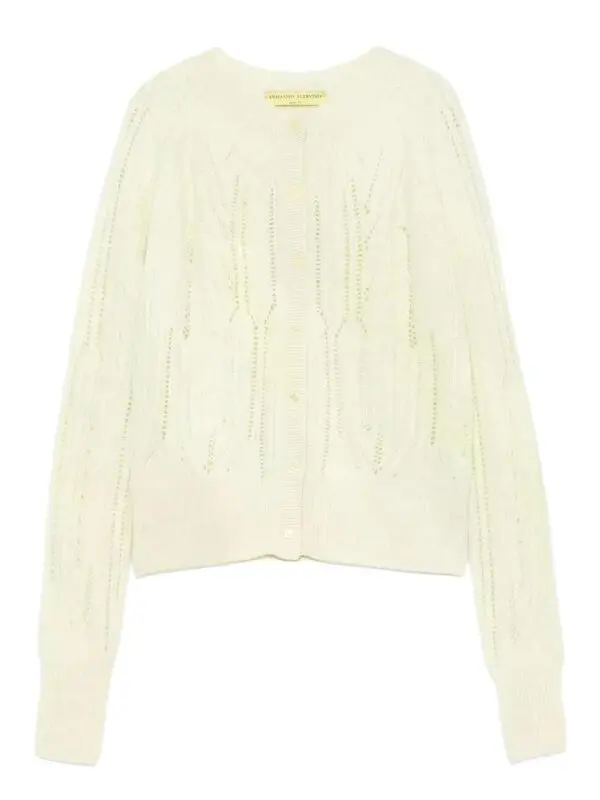 Ermanno Scervino Cable Knit Pointelle Detail Cardigan - Green