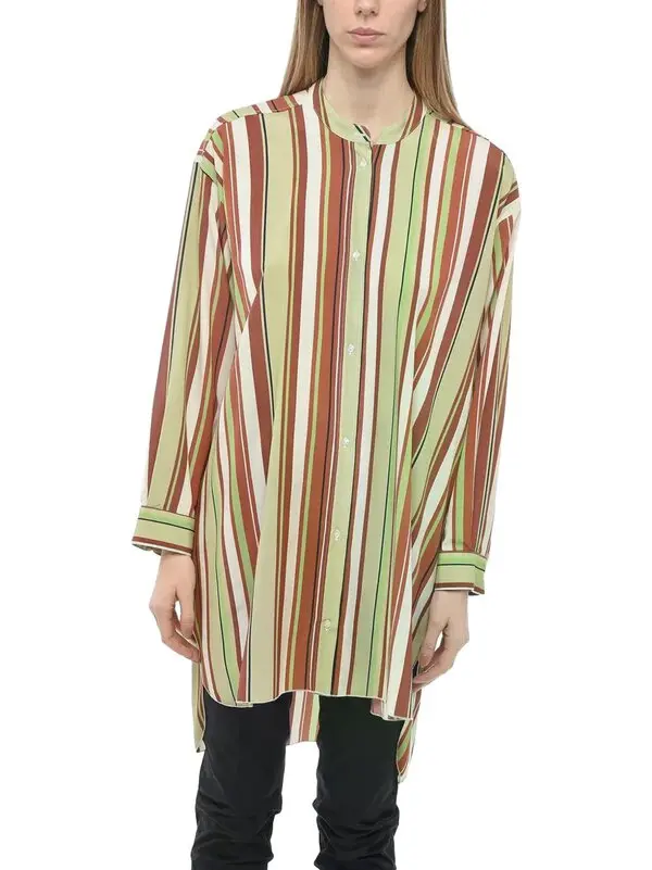 MR.MRS SHIRT Asymmetric Striped Blouse - Green