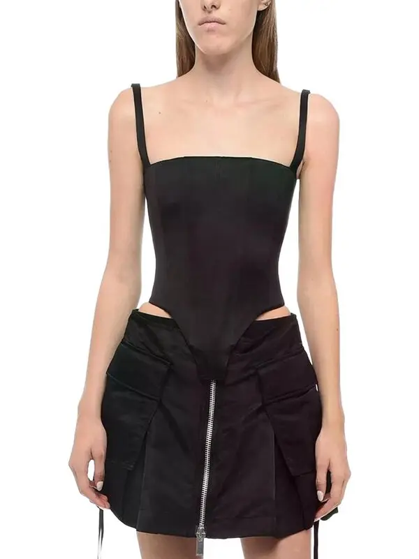 LAQUAN SMITH Square Neck Sleeveless Corset Top - Black