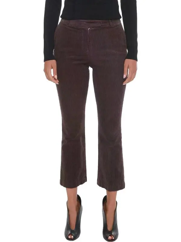 QL2 QUELLEDUE Corduroy Cropped Trousers - Brown