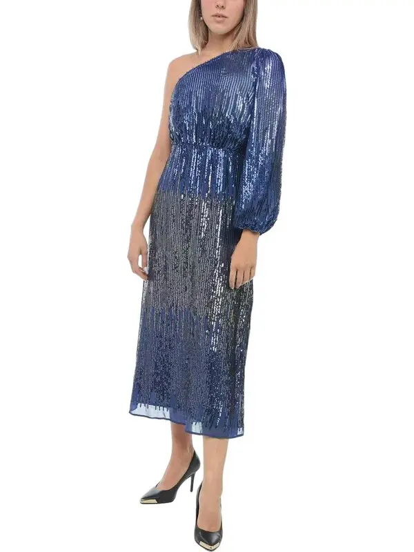 Rixo One-shoulder Sequin Embellished Midi Dress - Blue