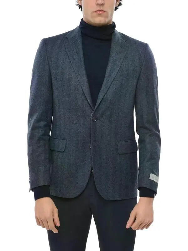 Corneliani Logo-patch Single-breasted Blazer - Blue