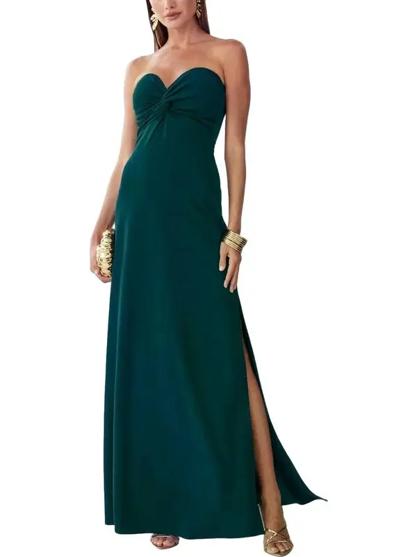 BWLDR Twist-detail Strapless Maxi Dress - Green