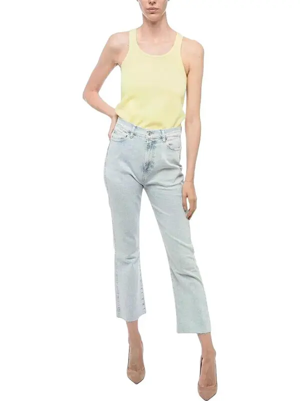 SEVEN Raw-hem Flared-leg Cropped Jeans - Blue