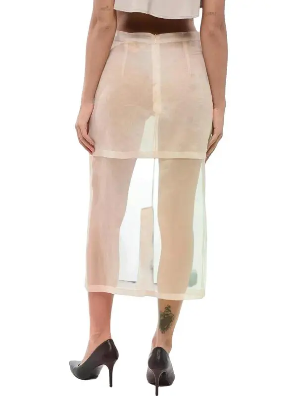 SUPER BLOND Sheer Layered Silk Midi Skirt - Pink