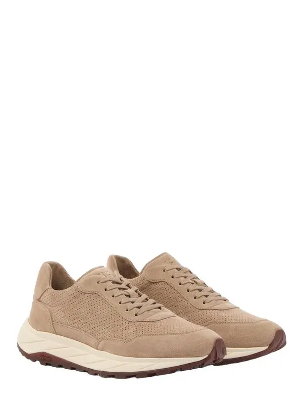 Fedeli Suede Trimmed Sneakers - Beige
