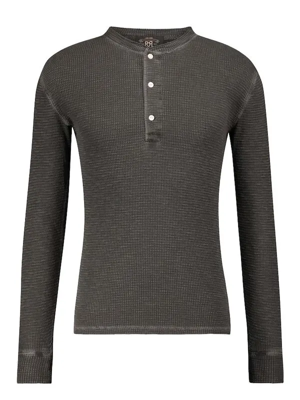 Ralph Lauren Waffle-knit Cotton Henley Shirt - Black