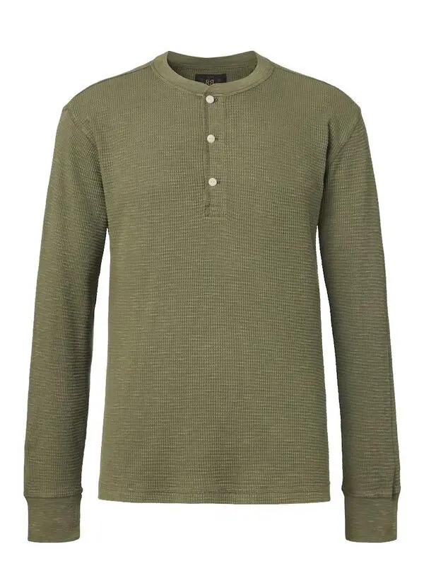 Ralph Lauren Waffle-knit Cotton Henley Shirt - Green