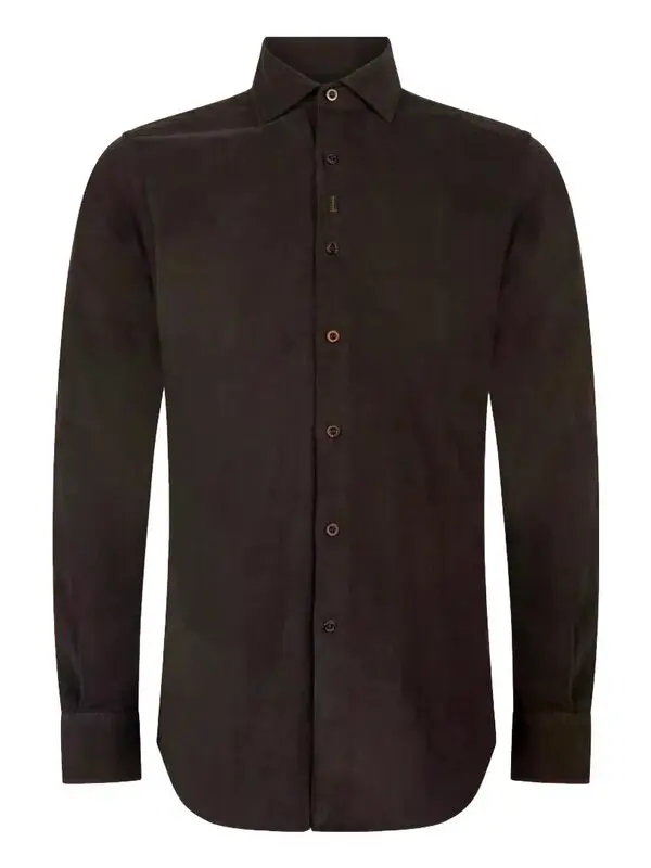 MOORER Vernale-dvn Button-down Long-sleeve Shirt - Brown