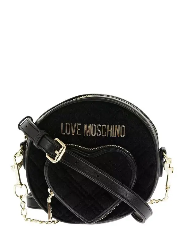 Moschino Heart Pocket Round Mini Crossbody Bag - Black