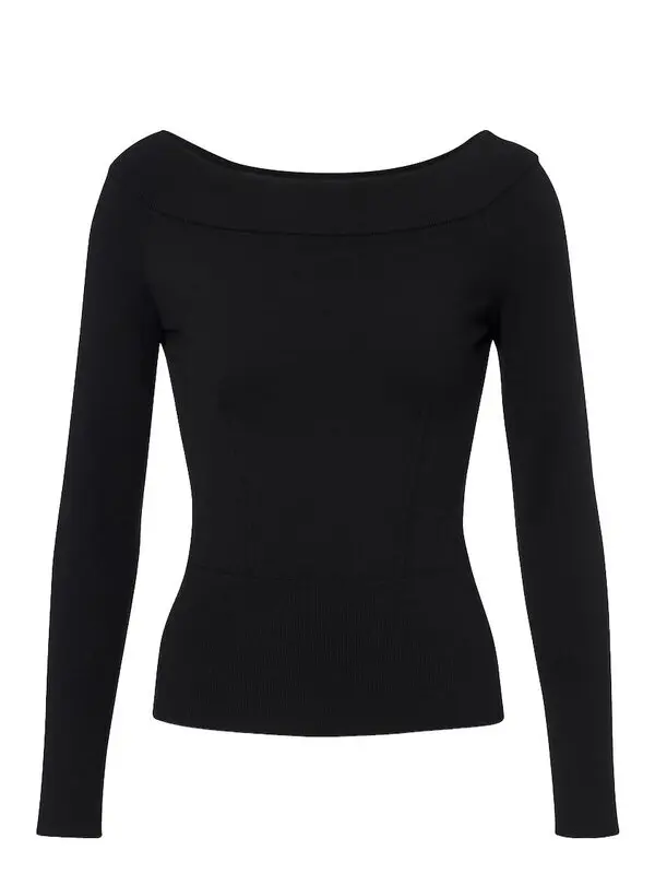 Max Mara Wool-blend Boat Neck Sweater - Black