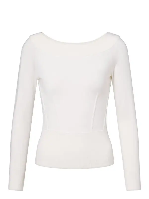 Max Mara Off-the-shoulder Ribbed Sweater - White