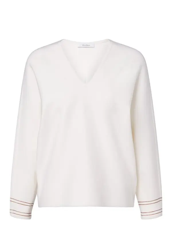 Max Mara Wool-blend V-neck Sweater - White