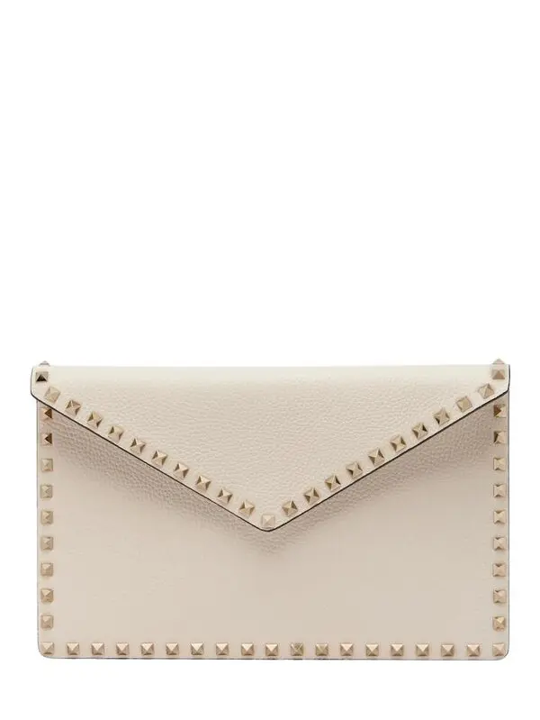 Valentino Garavani Rockstud Large Leather Pouch - White
