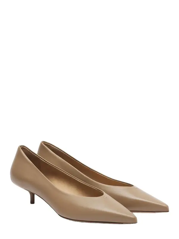 Max Mara Leather Pointed Toe Pumps - Beige