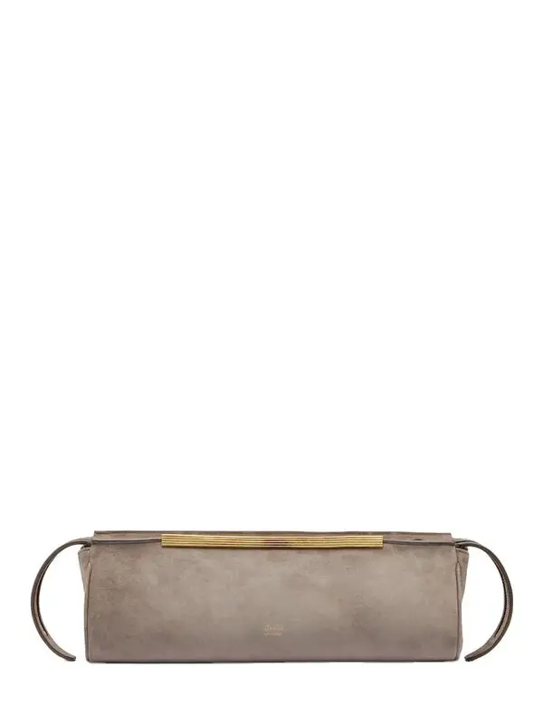 Khaite Donna Suede Clutch - Grey