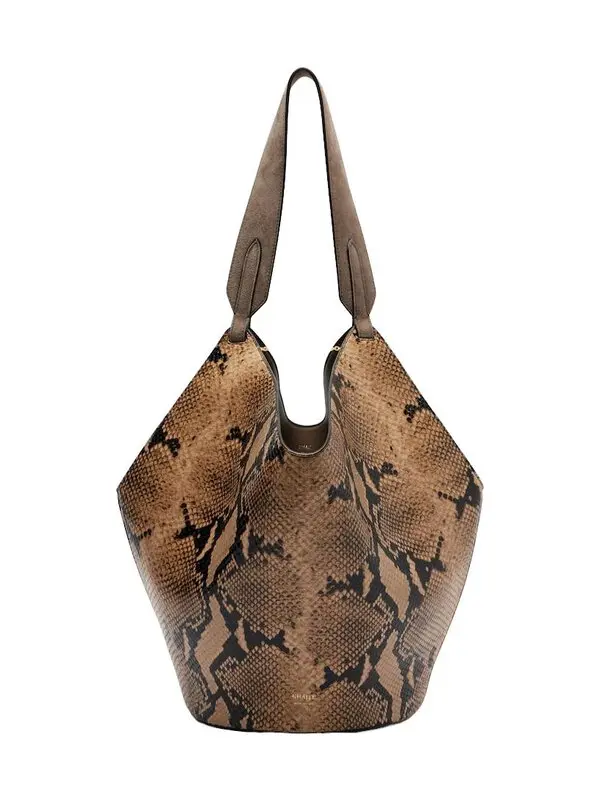 Khaite Lotus Small Snake-effect Leather Tote Bag - Grey