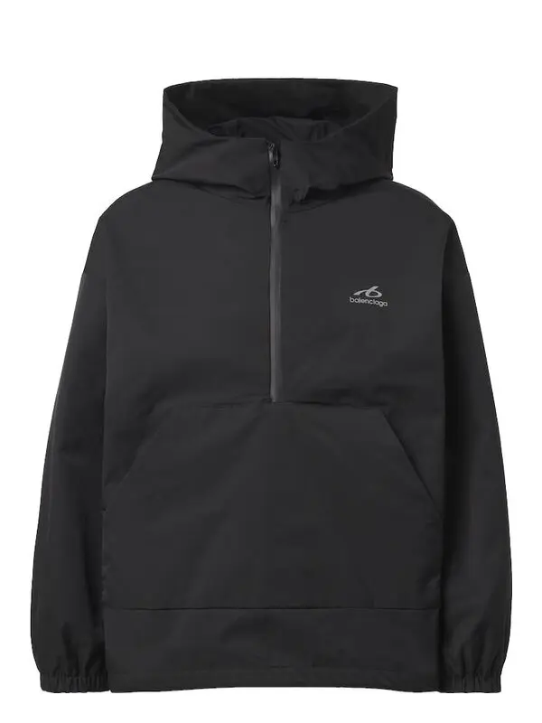 Balenciaga Technical Half-zip Hooded Sweatshirt - Black