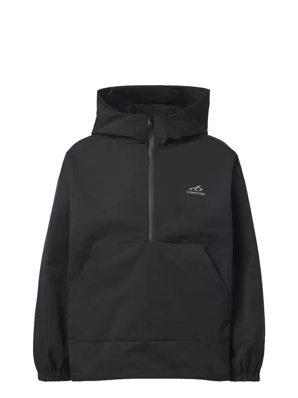 Balenciaga Technical Half-zip Hooded Sweatshirt - Black