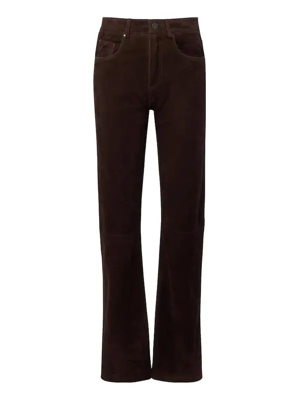 ARMA Suede Straight-leg Pants - Brown