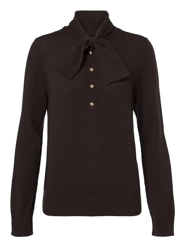 Jardin Des Orangers Tie-neck Wool And Cashmere Sweater - Brown
