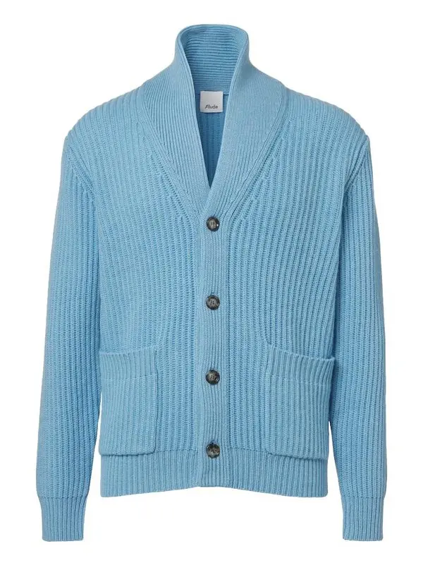 ALLUDE Ribbed Wool And Cashmere Cardigan - Blue