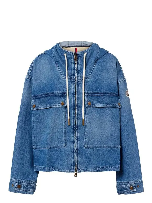 Moncler Layered Denim Down Jacket - Blue