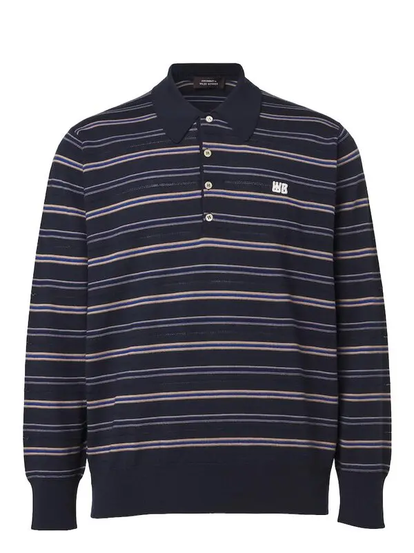 WALES BONNER Beam Striped Wool Polo Sweater - Blue