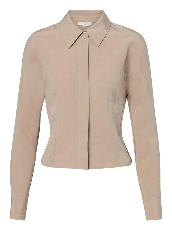 Vince Gathered Lyocell Blend Shirt - Beige