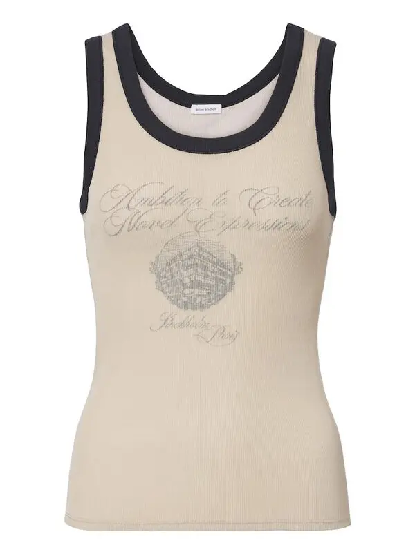 Acne Studios Printed Ribbed-knit Tank Top - Beige