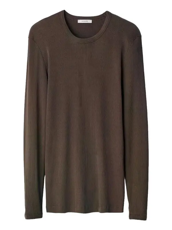 LEMAIRE Long-sleeve Top In Ribbed Jersey - Brown