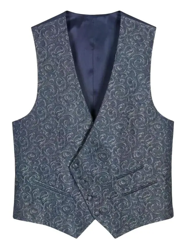 RAMON SANJURJO Paisley Pattern Waistcoat - Blue