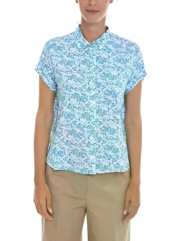 SAMSOE SAMSOE Majan Short-sleeve Floral Shirt - Blue