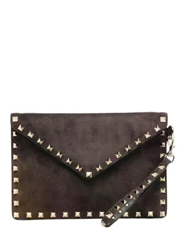 Valentino Garavani Rockstud Envelope Clutch Bag - Brown