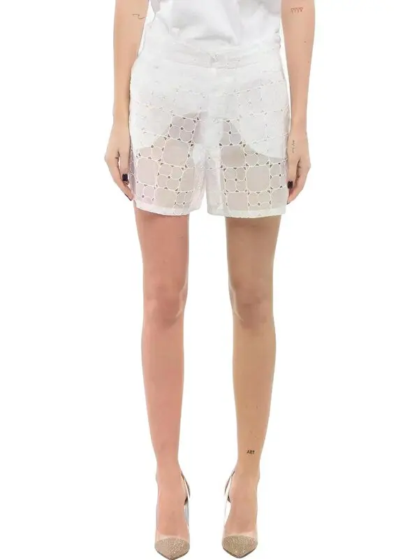 SUPER BLOND Sheer Lace Shorts - White