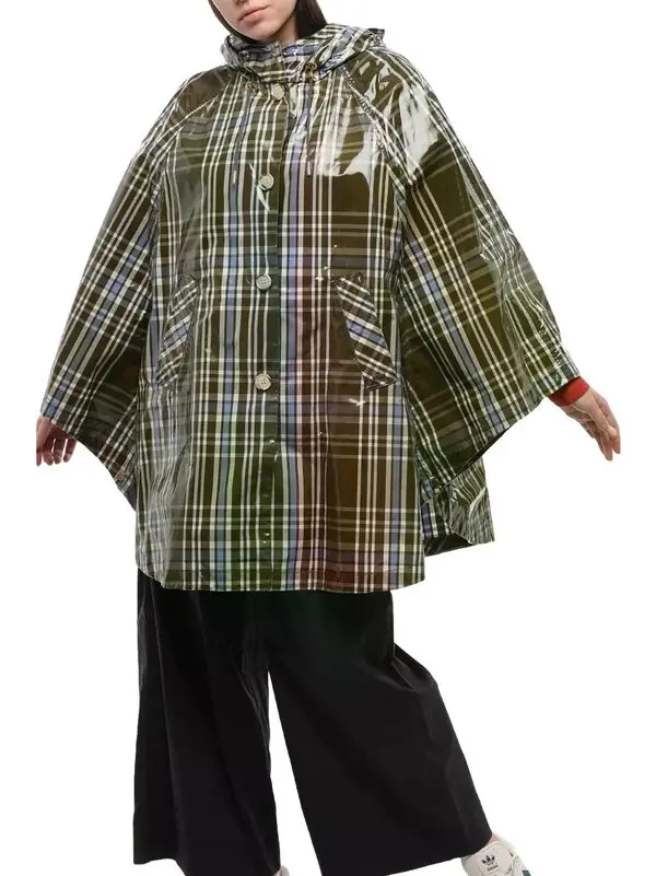 Woolrich Hawthorn Check-pattern Cape With Drawstring Hood - Green