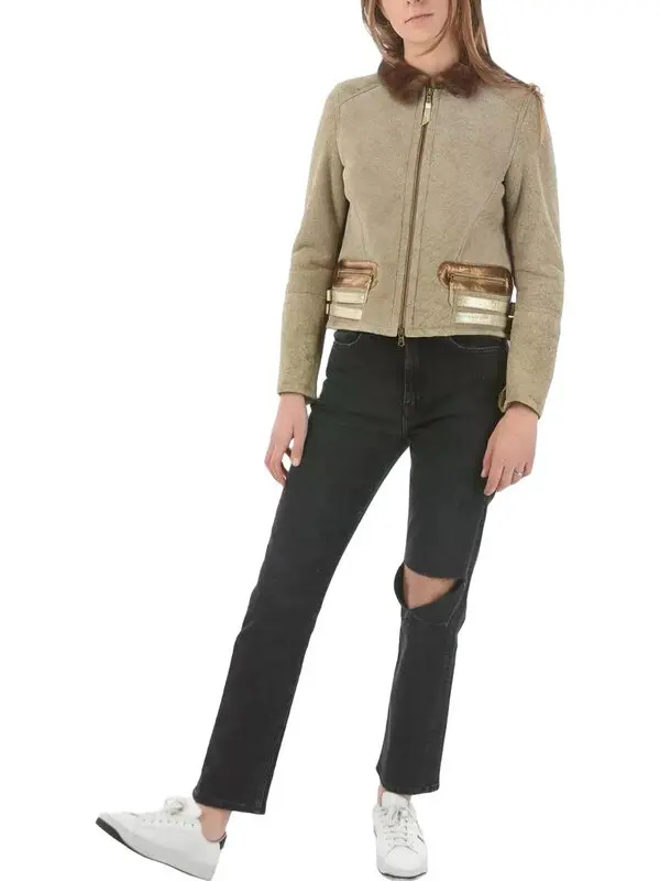 History Repeats Embroidered Shearling Jacket - Neutrals