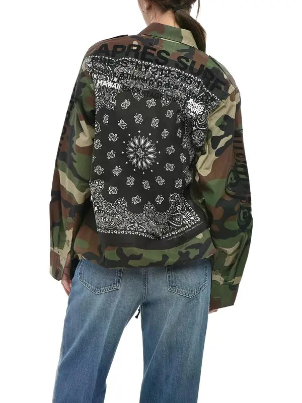 APRES SURF Camouflage Print Bandana Patch Overshirt - Green