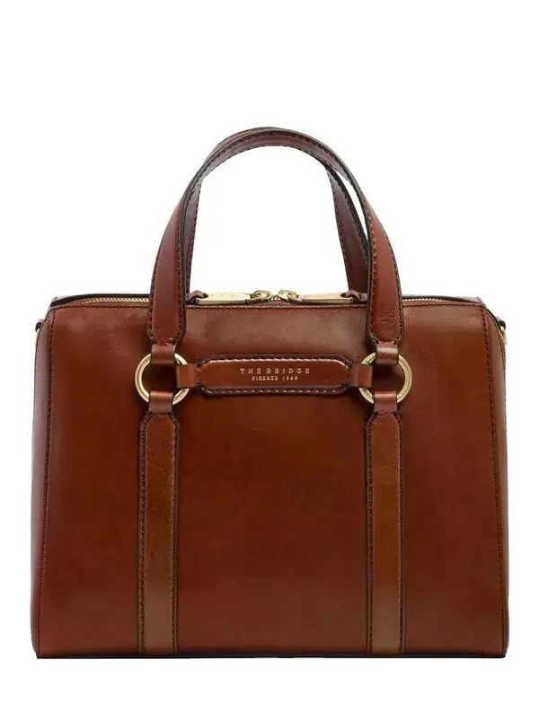 THE BRIDGE Large Leather Tote Bag With Detachable Shoulder Strap - Brown