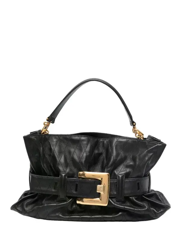 Balmain Quilted Leather Tote Bag With Gold-tone Buckle - Black