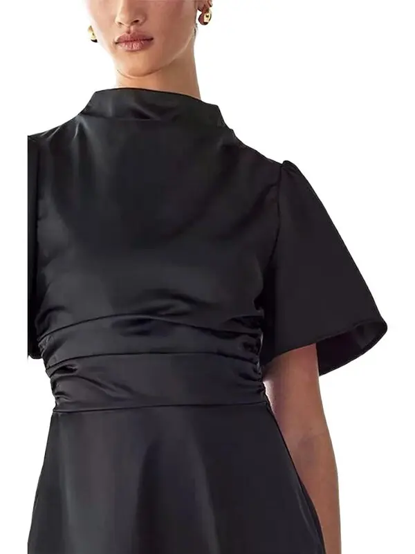 WILLA Mock Neck Mini Dress - Black