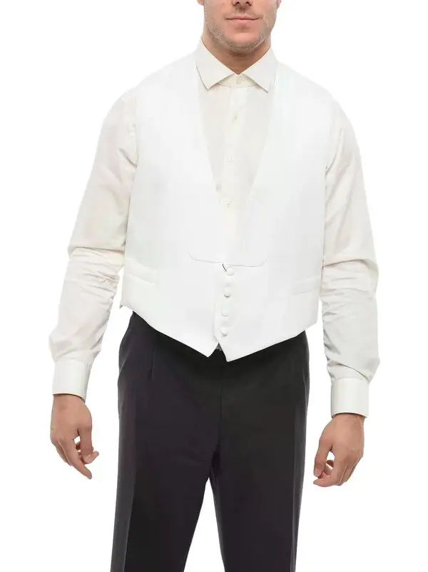 Corneliani Honeycomb Knit Ceremonial Waistcoat - White