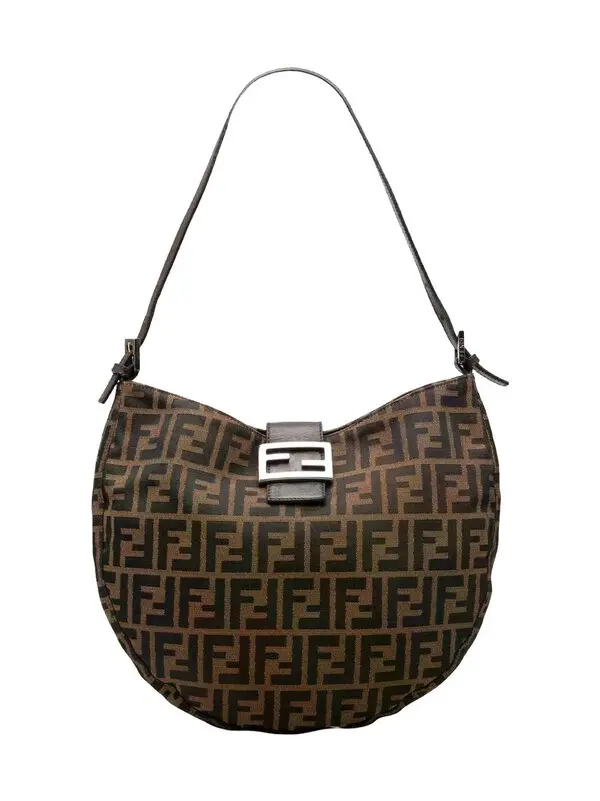 Fendi Zucca Canvas Croissant Hobo Shoulder Bag - Brown