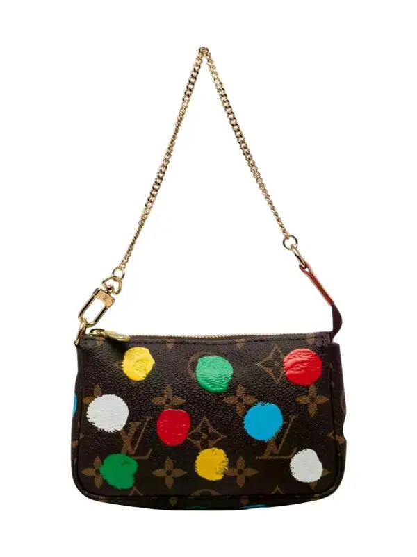 LOUIS VUITTON Yayoi Kusama Painted Dots Mini Pochette Accessoires Handbag - Brown