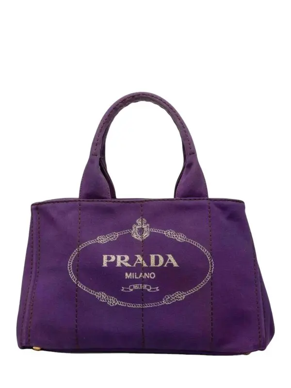 Prada Canapa Logo Tote - Purple