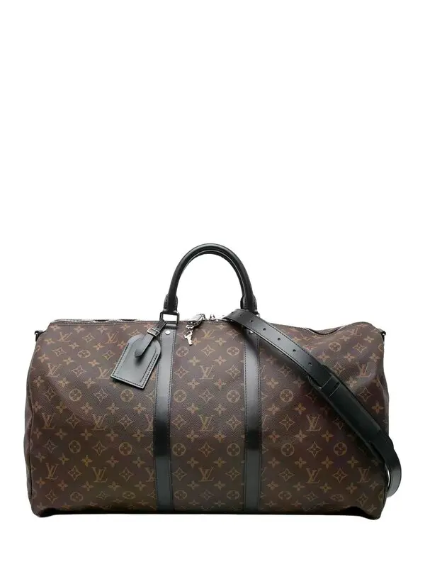 LOUIS VUITTON Monogram Macassar Keepall Bandouliere 55 Travel Bag - Brown