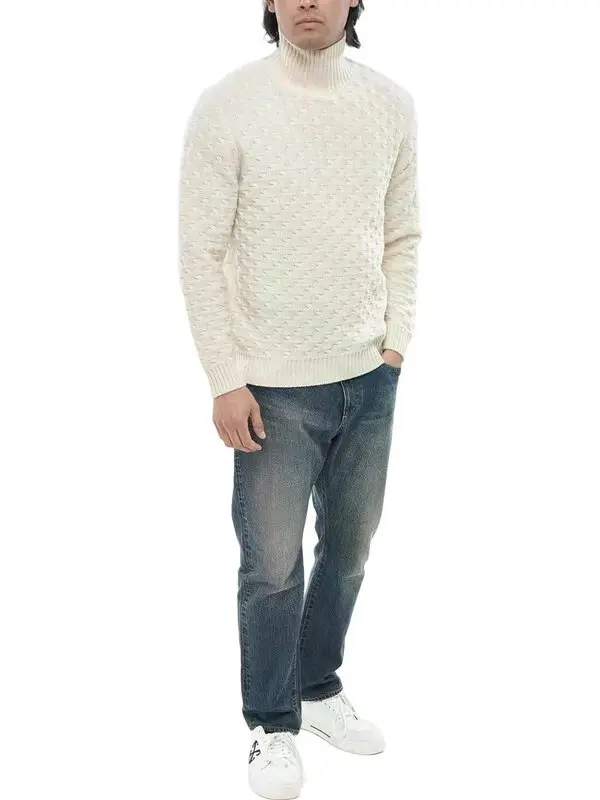PAOLO PECORA Cable Knit Turtleneck Sweater - Neutrals