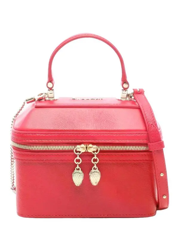 BVLGARI Leather Serpenti Forever Vanity Bag Satchel - Red